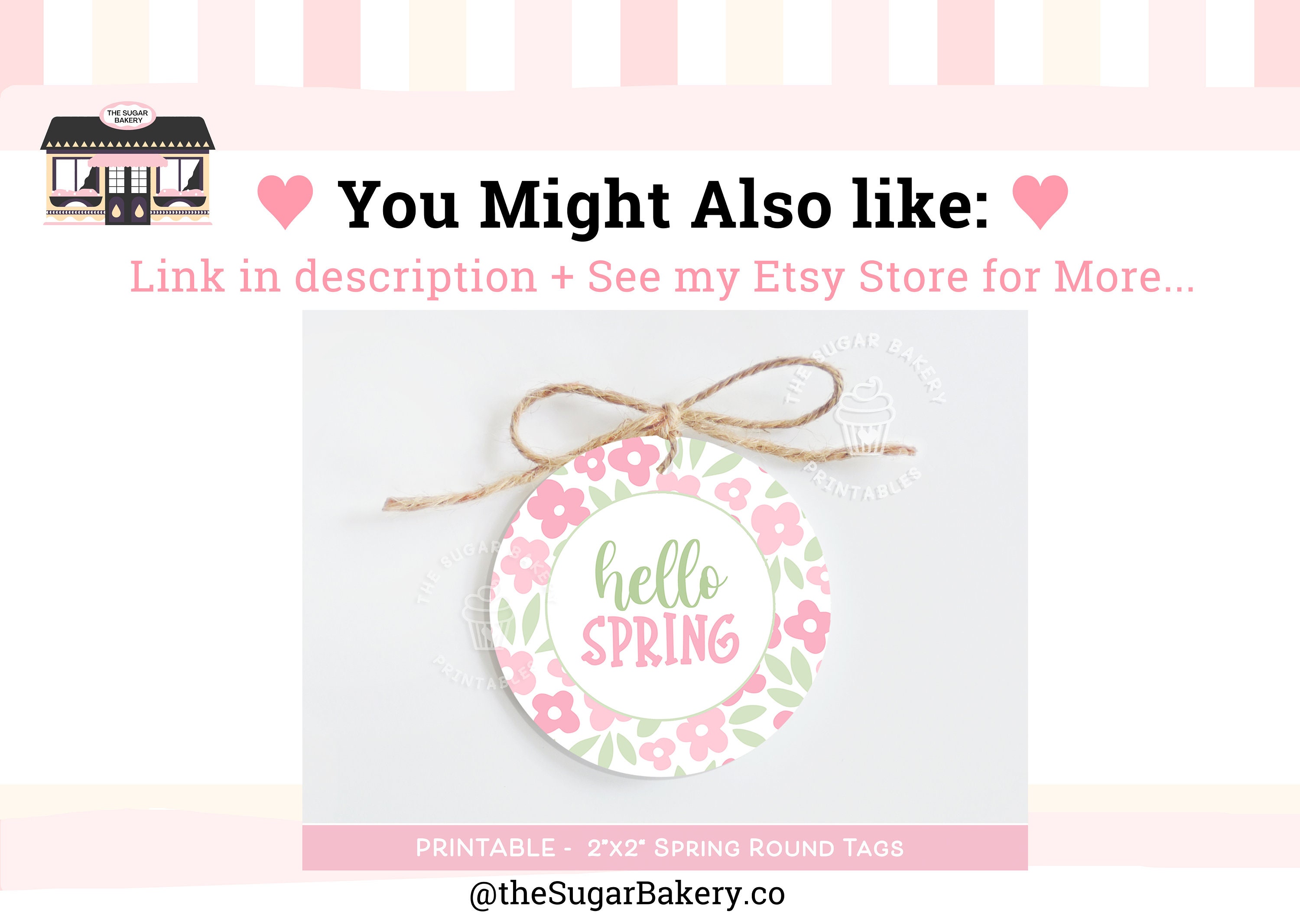 Printable SPRING Cookie Tags, Hello Spring 2"x2" Gift TAGS, Rain Boots ...