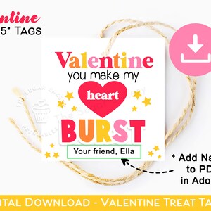 Valentine You Make My Heart BURST Tags, Starburst Valentine Tags ...