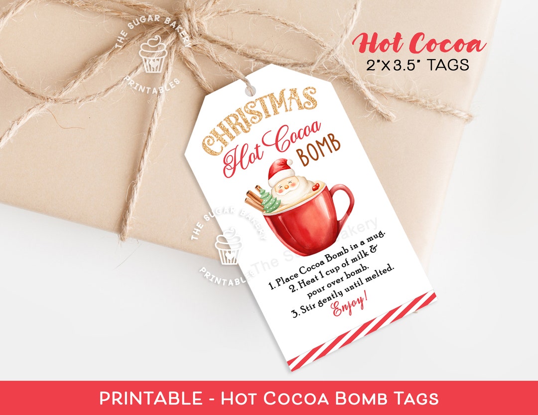 Printable Hot Chocolate Bomb Tags, Christmas Hot COCOA BOMB Tags, SANTA ...