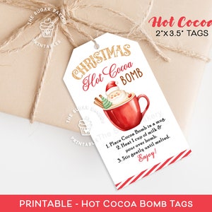 Printable Hot Chocolate Bomb Tags, Christmas Hot COCOA BOMB Tags, SANTA ...
