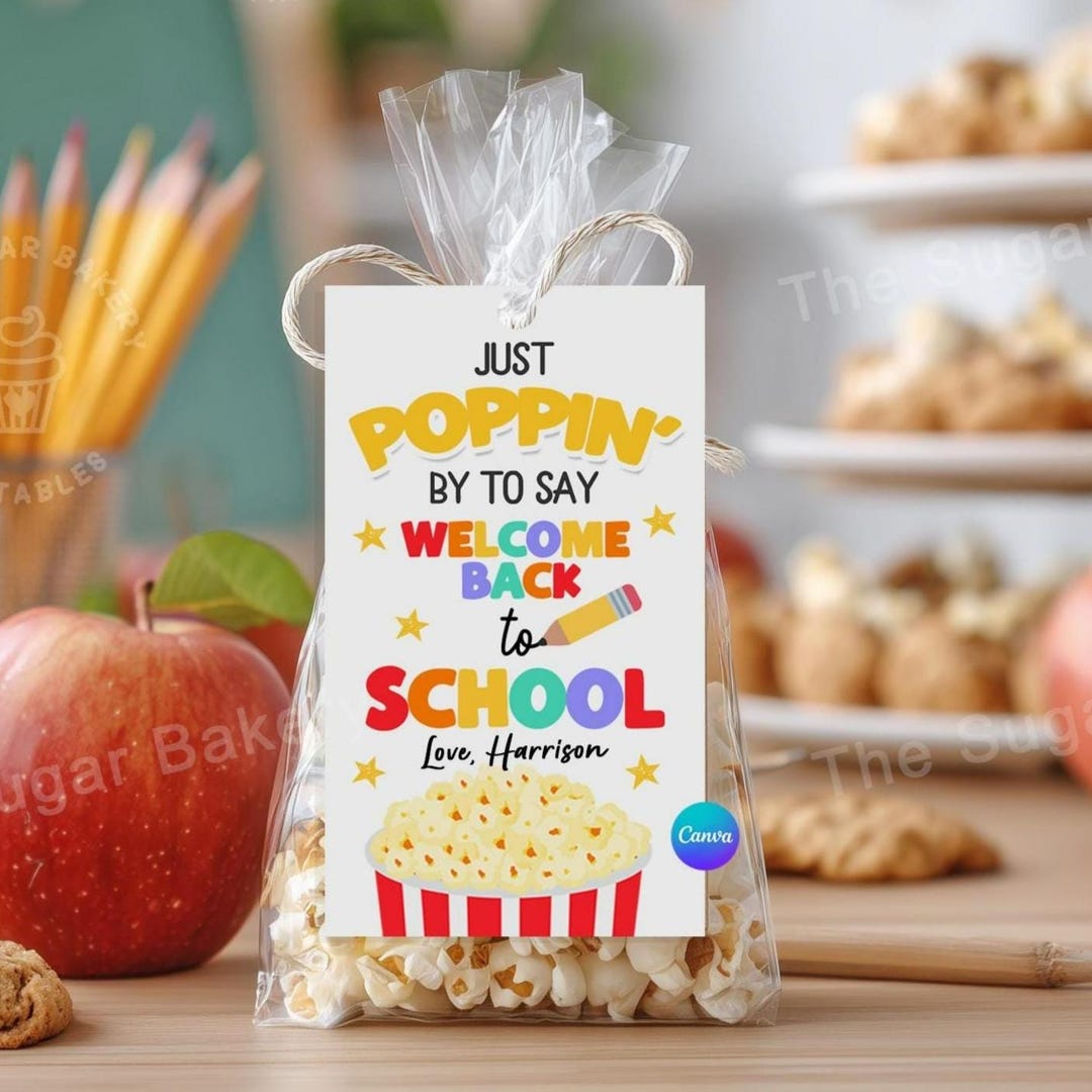 Popcorn Welcome Back to School Gift Tags Printable, Poppin’ School Year ...