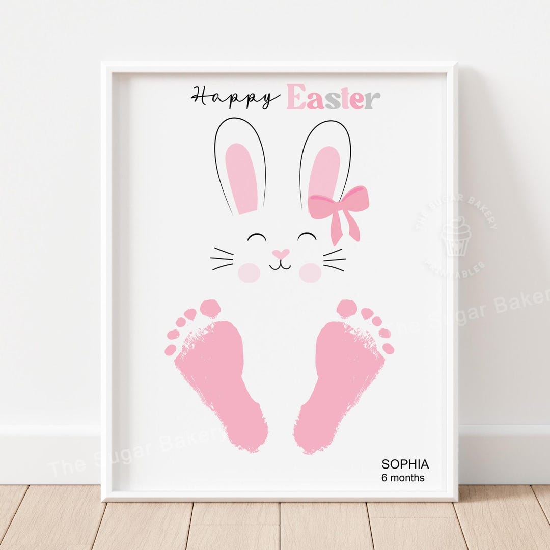 Easter Footprint Art, Printable Easter BUNNY Handprint Footprint Craft ...