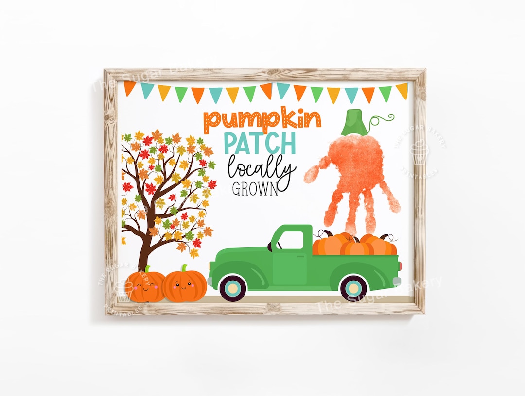 Fall Handprint Art Pumpkin Patch Green Truck Handprint Printable ...