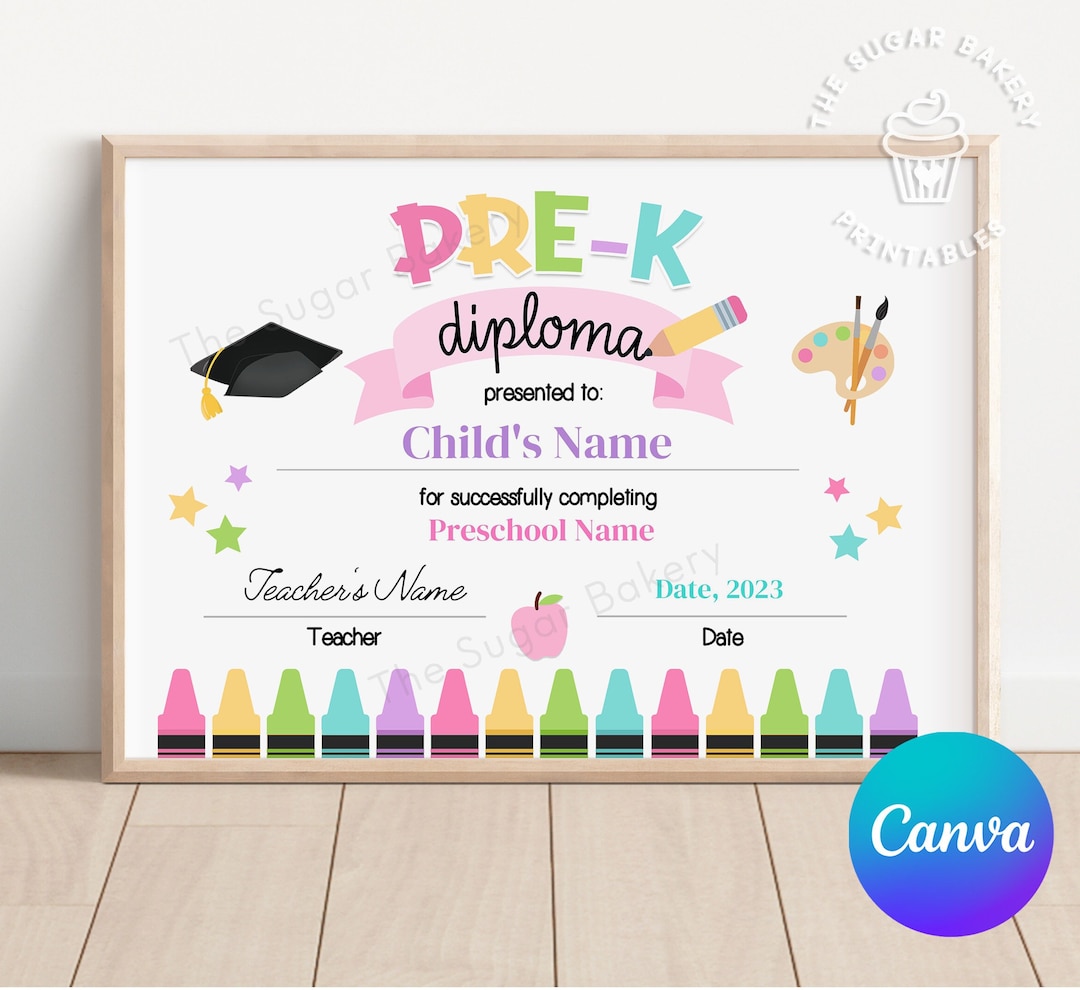 Editable Pre-k Diploma, Pre-k Graduation Diploma, PRE-K Graduation ...