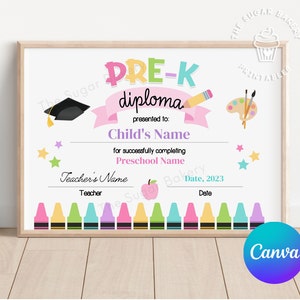 Editable Pre-k Diploma, Pre-k Graduation Diploma, PRE-K Graduation ...