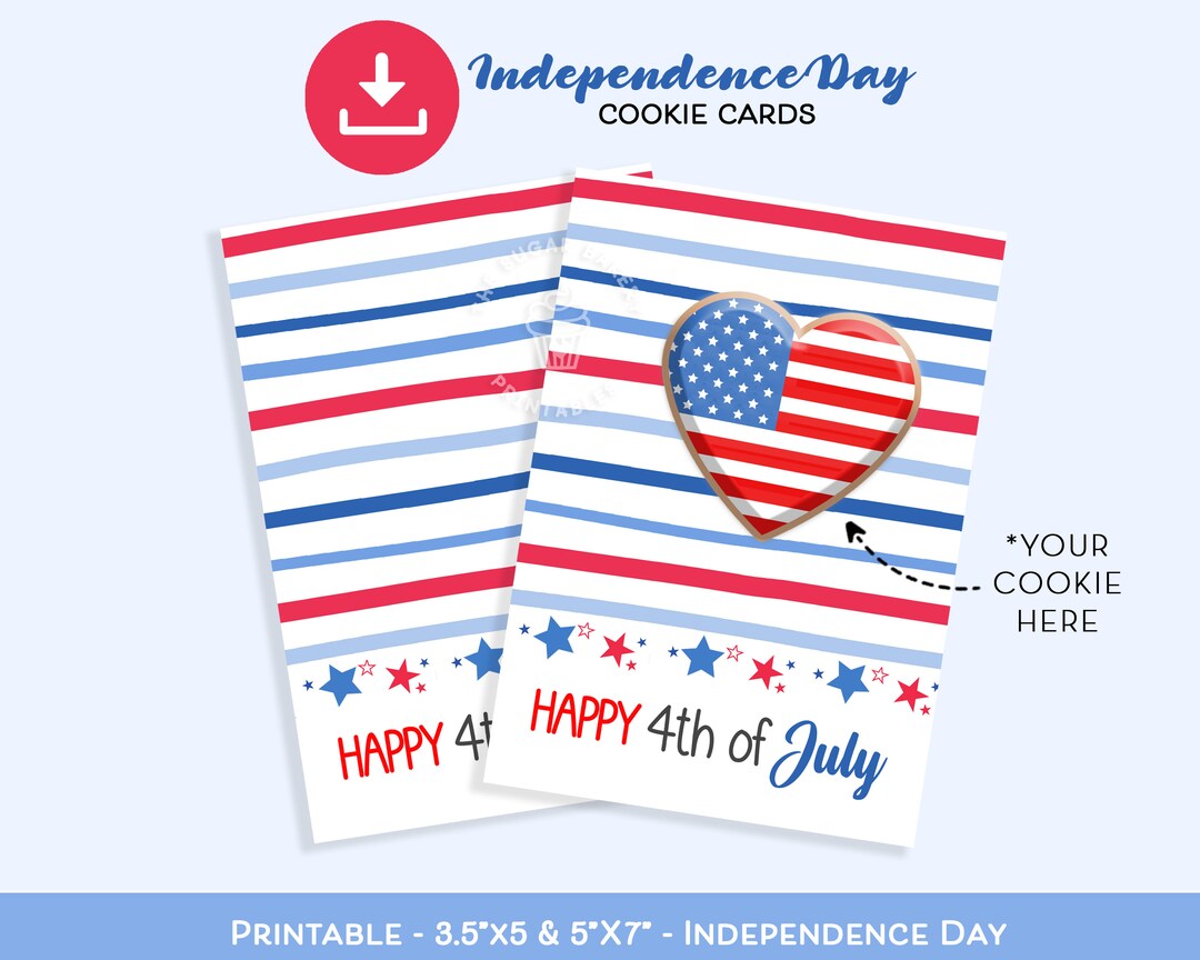Happy 4th of July Cookie Card Printable, Independence Day Cookie Card ...
