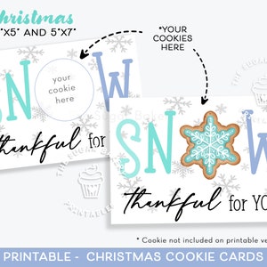 SNOW Thankful for YOU Cookie Card, Snowflake Snowman Cookie Card ...