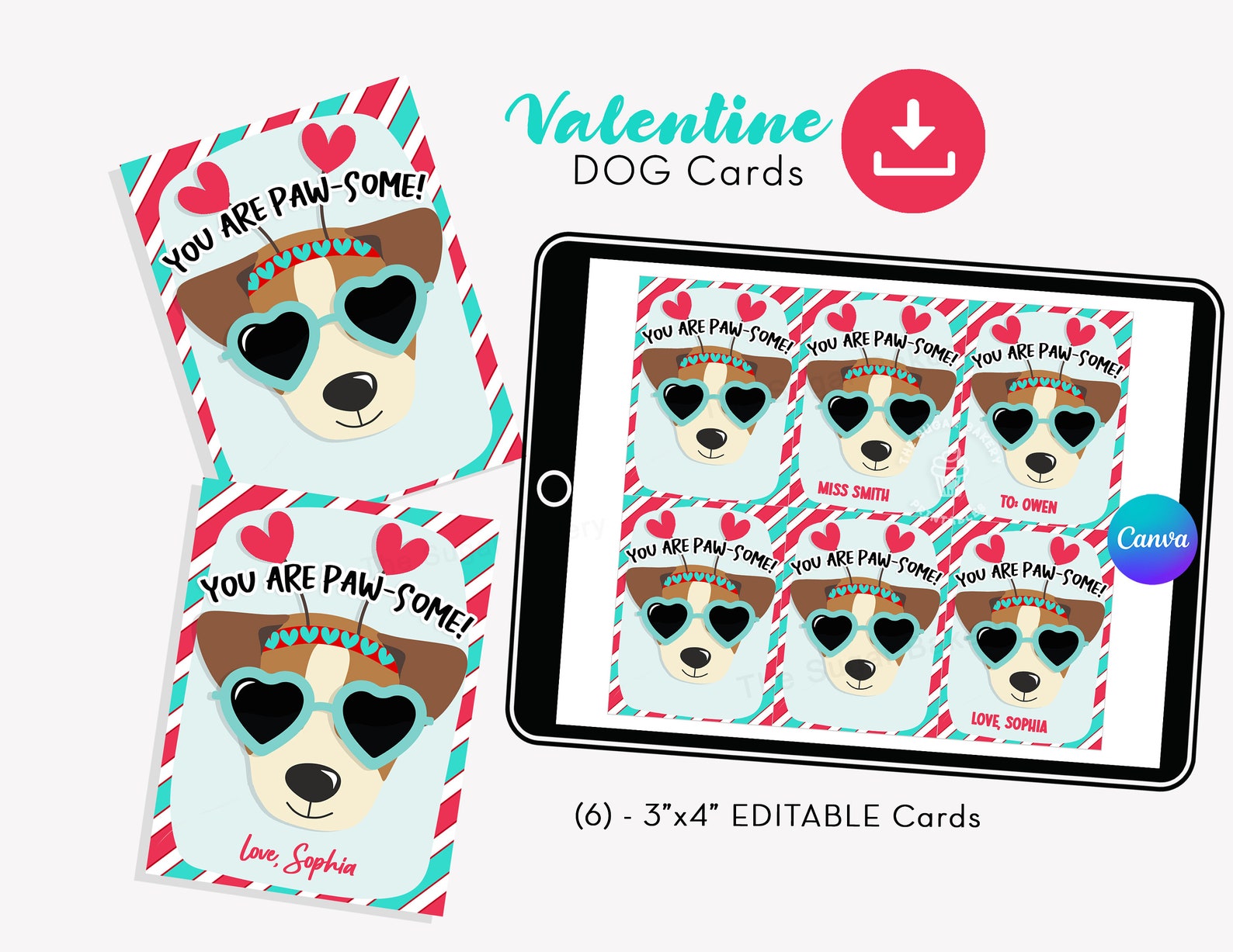 Printable Dog Valentines Cards for Kids Classroom Valentines Day ...