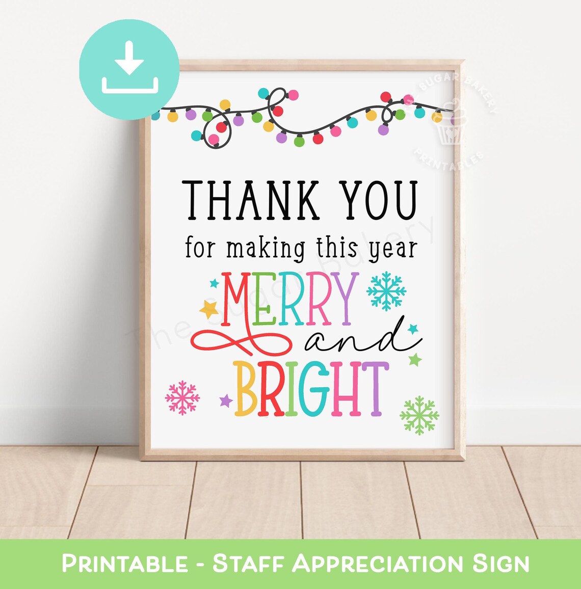 Printable Christmas Staff Appreciation Sign Teacher Merry Bright Treat ...