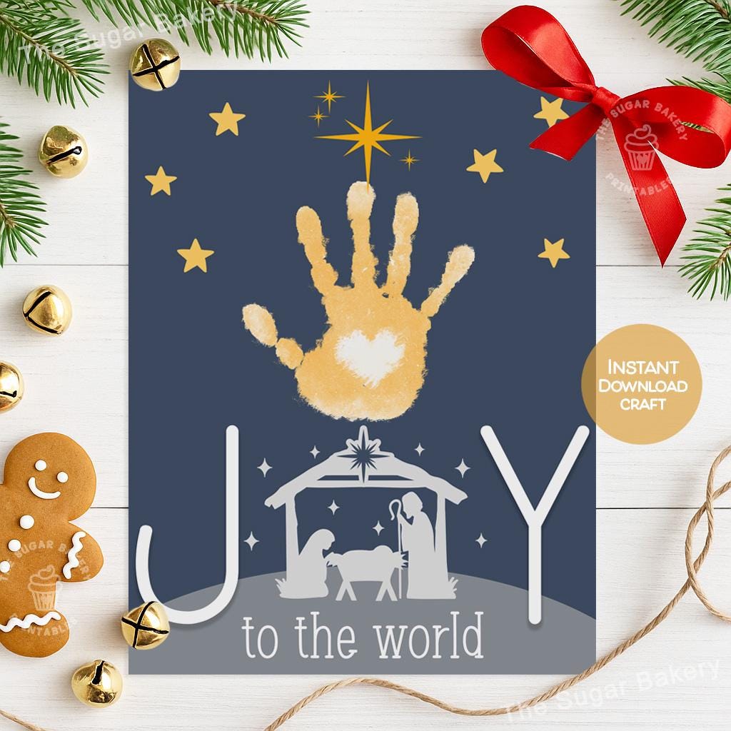 Christmas NATIVITY Handprint Art, JOY to the World, Sunday School Craft ...