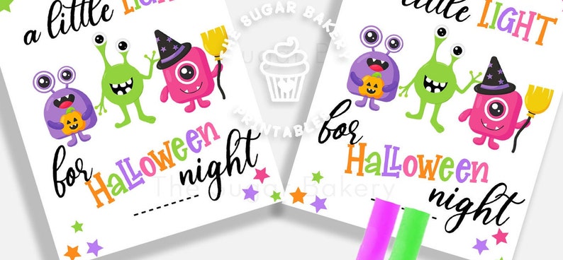 Halloween Glow Stick Tags A Little Light for Halloween Night - Etsy