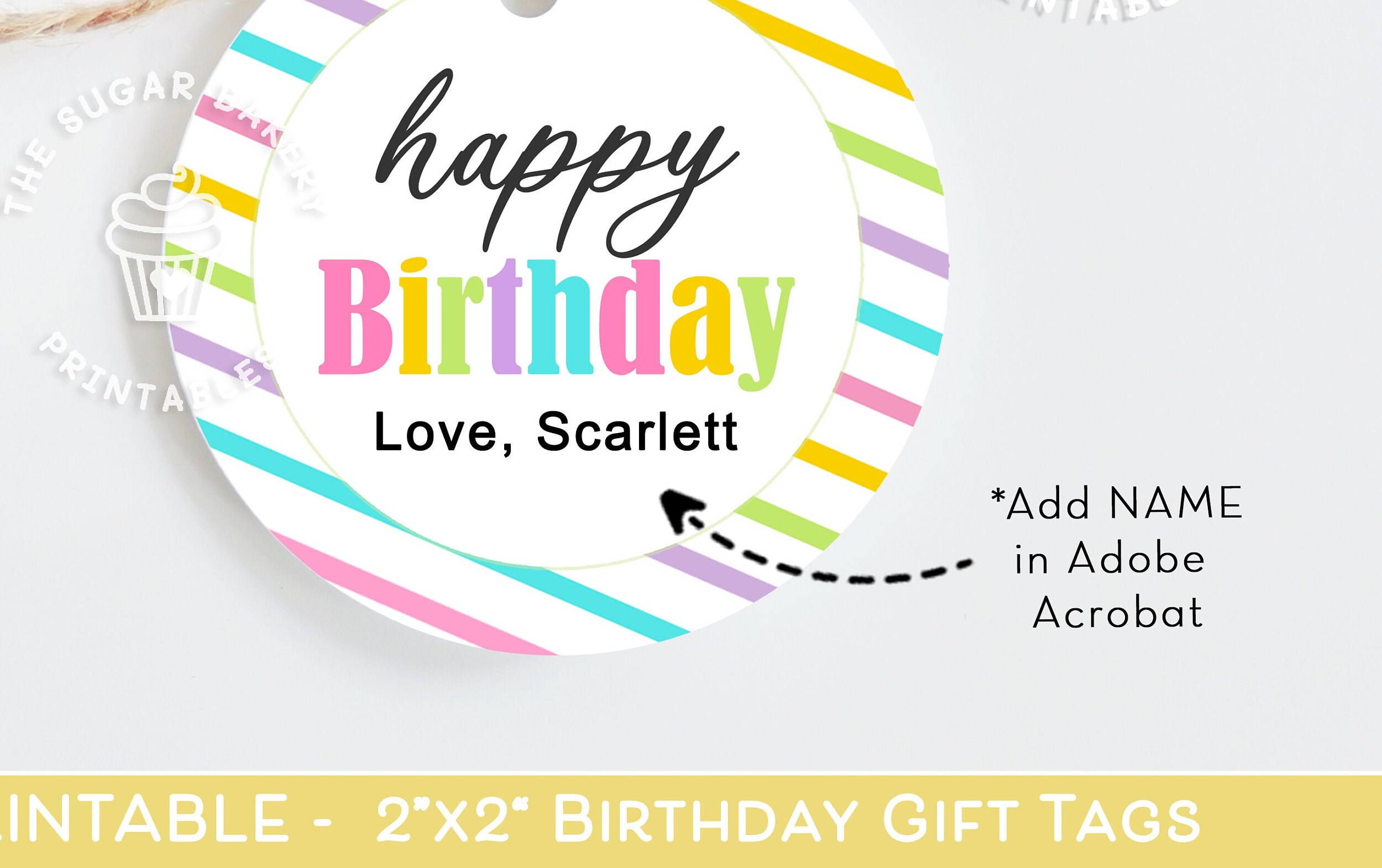 Happy Birthday TAGS, Printable RAINBOW Birthday Cookie Tag, Printable ...