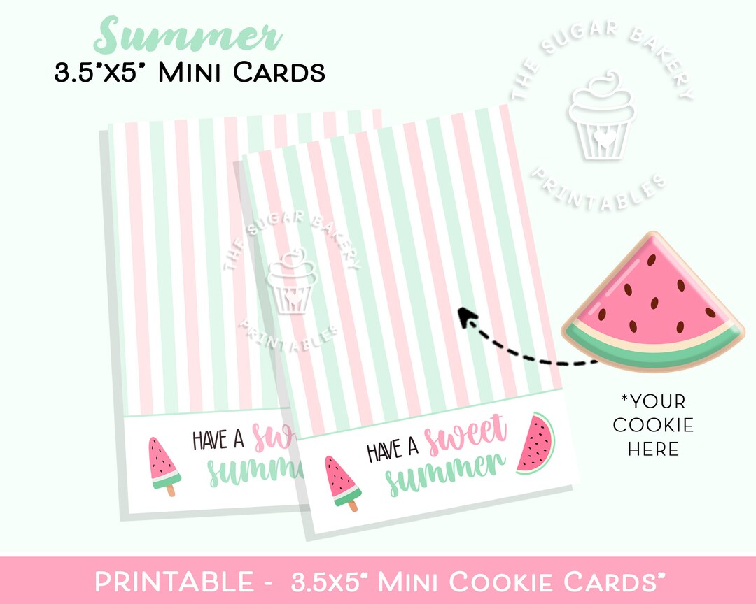 Have a Sweet Summer MINI COOKIE CARD Watermelon Cookie Card - Etsy