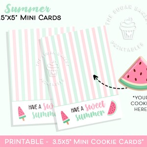 Watermelon Cookie Card Printable, Have a Sweet Summer Backer Card, 3 ...