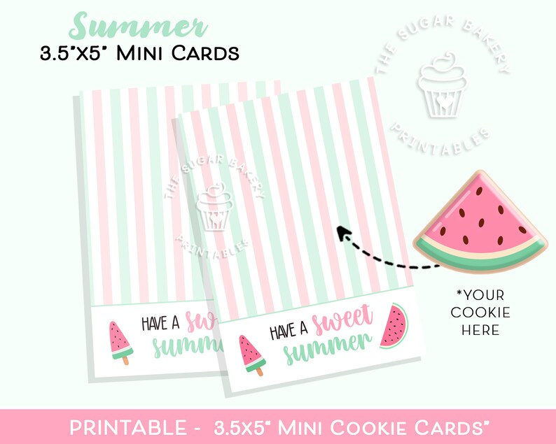 Have a Sweet Summer MINI COOKIE CARD Watermelon Cookie Card - Etsy