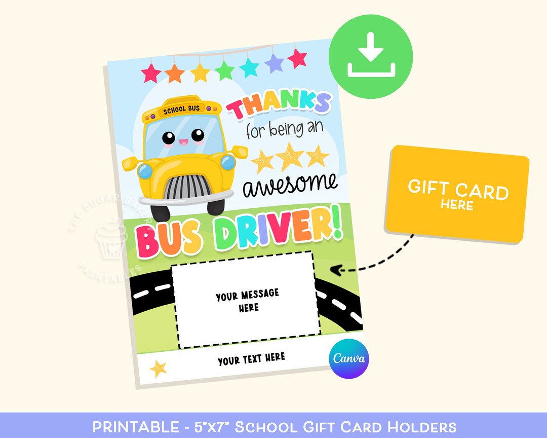 BUS DRIVER GIFT Card Holder, Thank You Awesome Bus Driver, End of Year ...