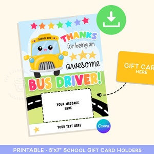 BUS DRIVER GIFT Card Holder, Thank You Awesome Bus Driver, End of Year ...
