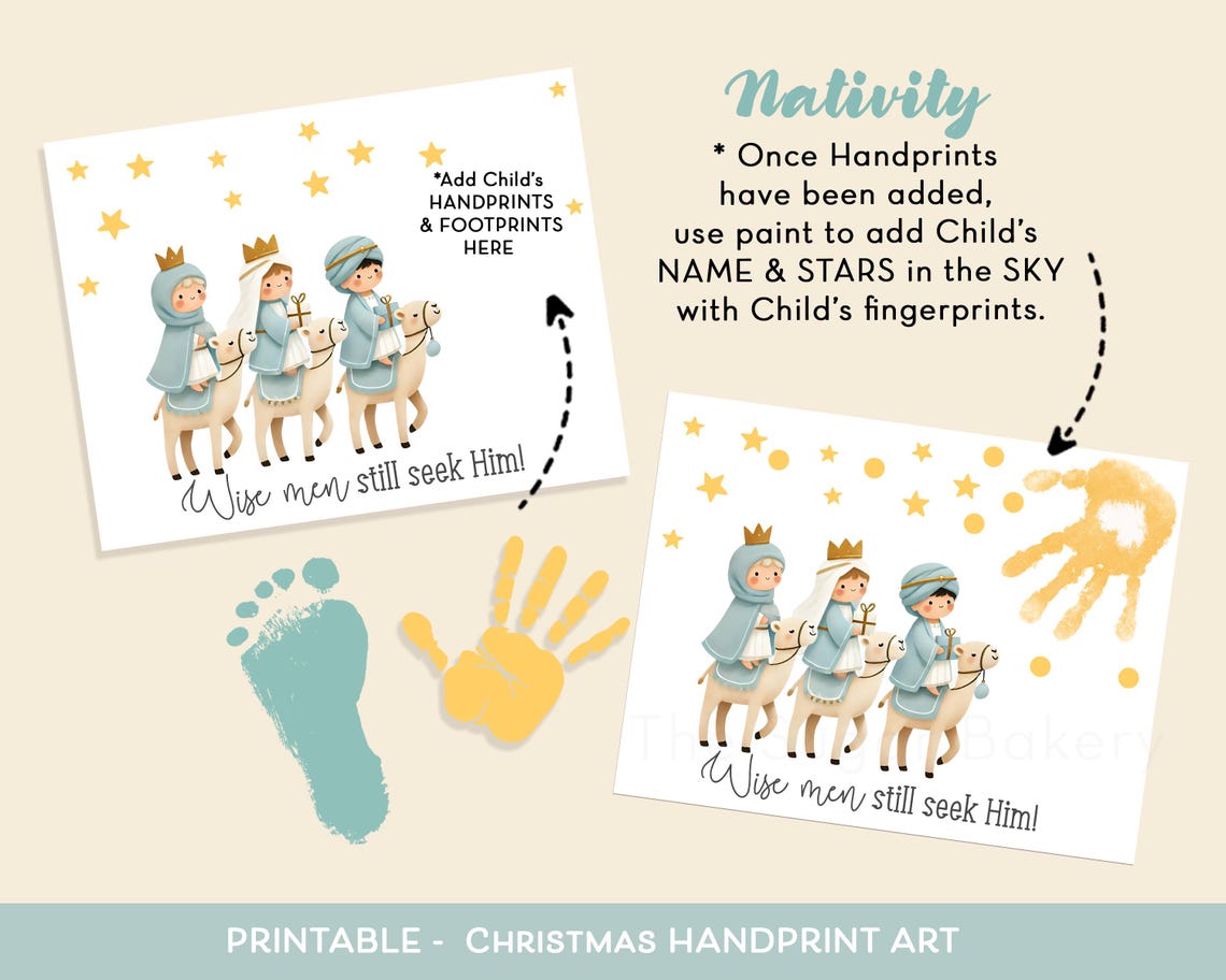 Christmas NATIVITY Handprint Art, WISE MEN Still Seek Him, We Three ...