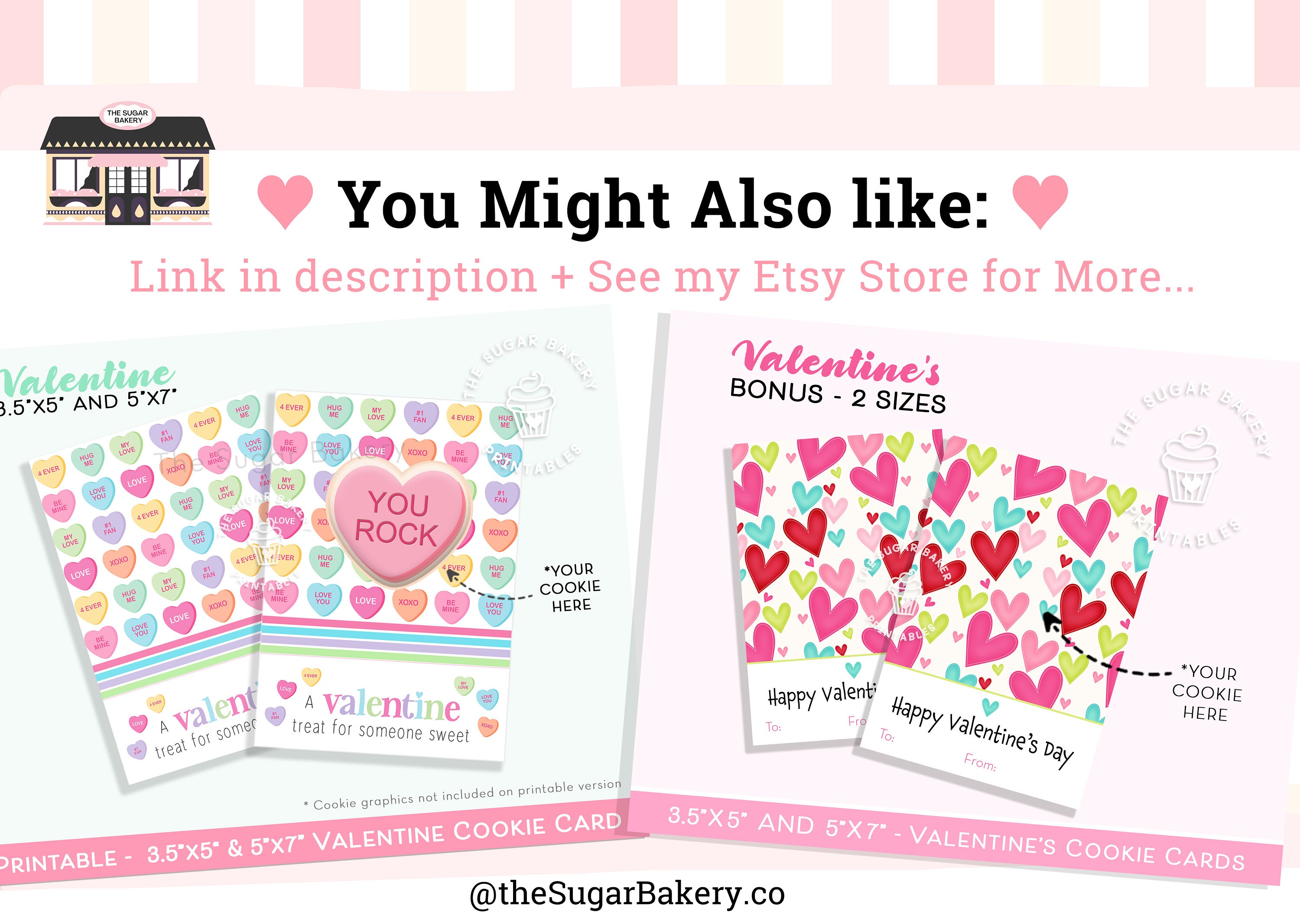 Happy Valentine's Day Cookie Cards, Sweetheart Valentine Cookie Card ...