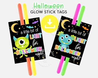 Glow Stick Tag, A Little Bit of Light for Halloween Night, Printable ...