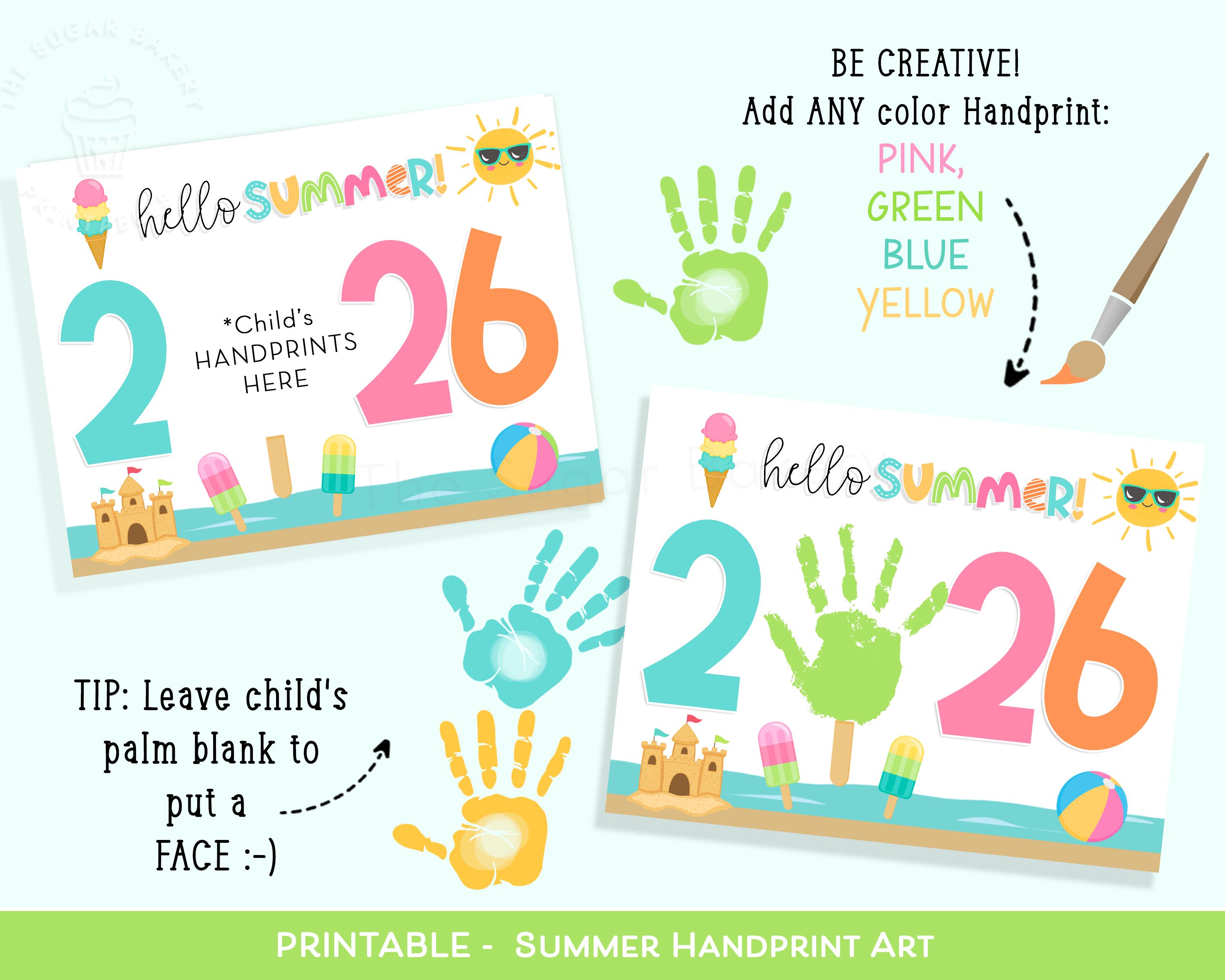 Summer Handprint Craft Printable Hello SUMMER 2026 COOL Summer Ice ...