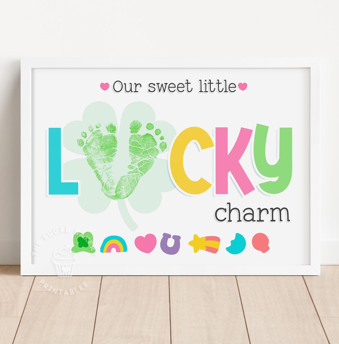 Our LUCKY CHARM Handprint Footprint Art Craft, Babys First St Patricks ...
