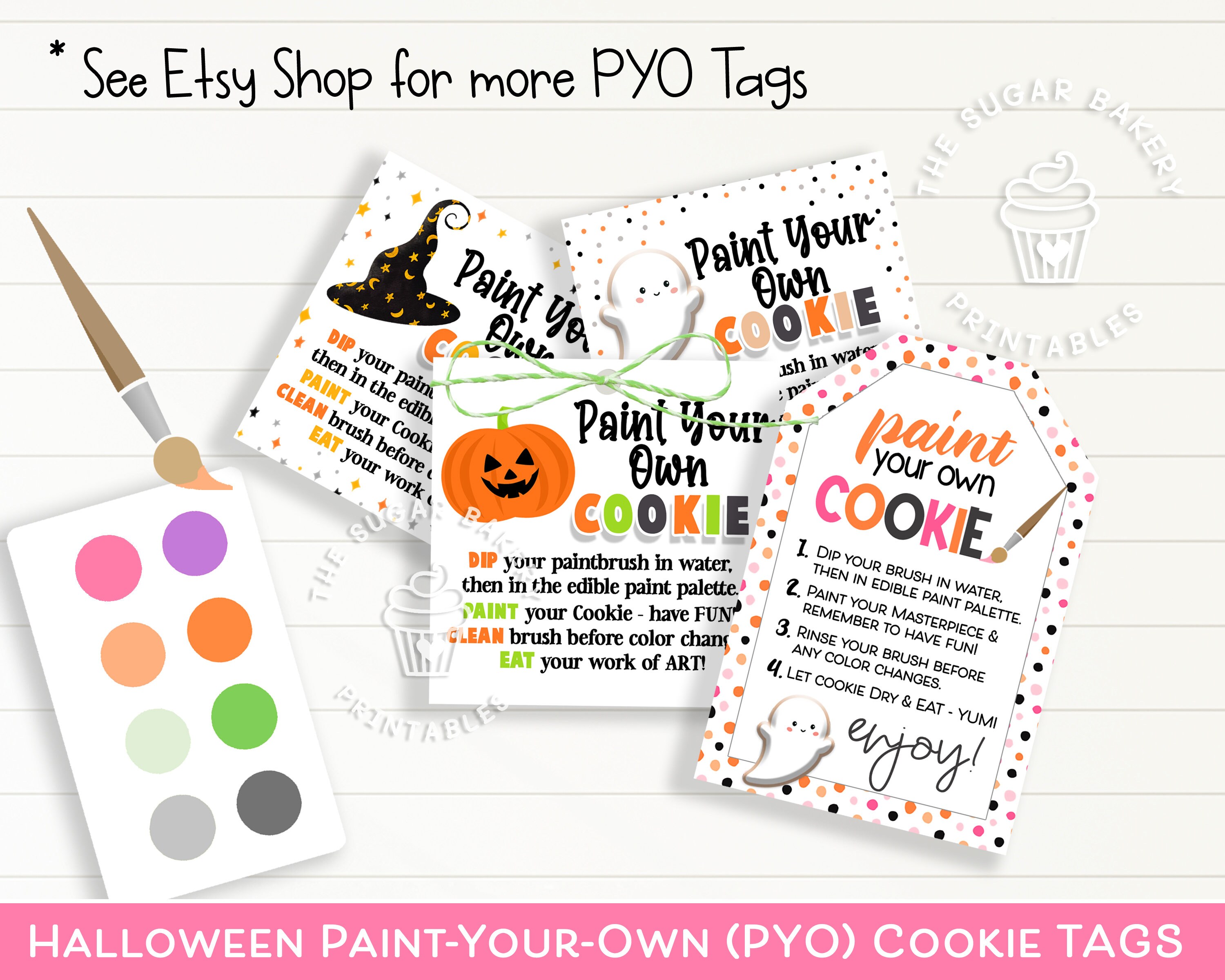 PYO Cookie Halloween TAGS, PYO Cookie Instructions & Directions, Paint ...