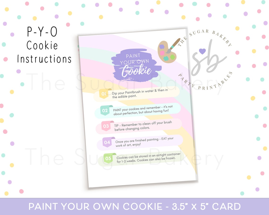 Printable PYO COOKIE Card Instructions Instant Download or - Etsy