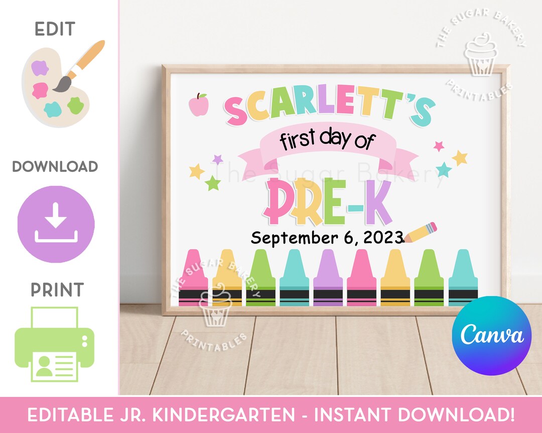 First Day of PRE-K EDITABLE SIGN 1st Day of Prek Printable - Etsy