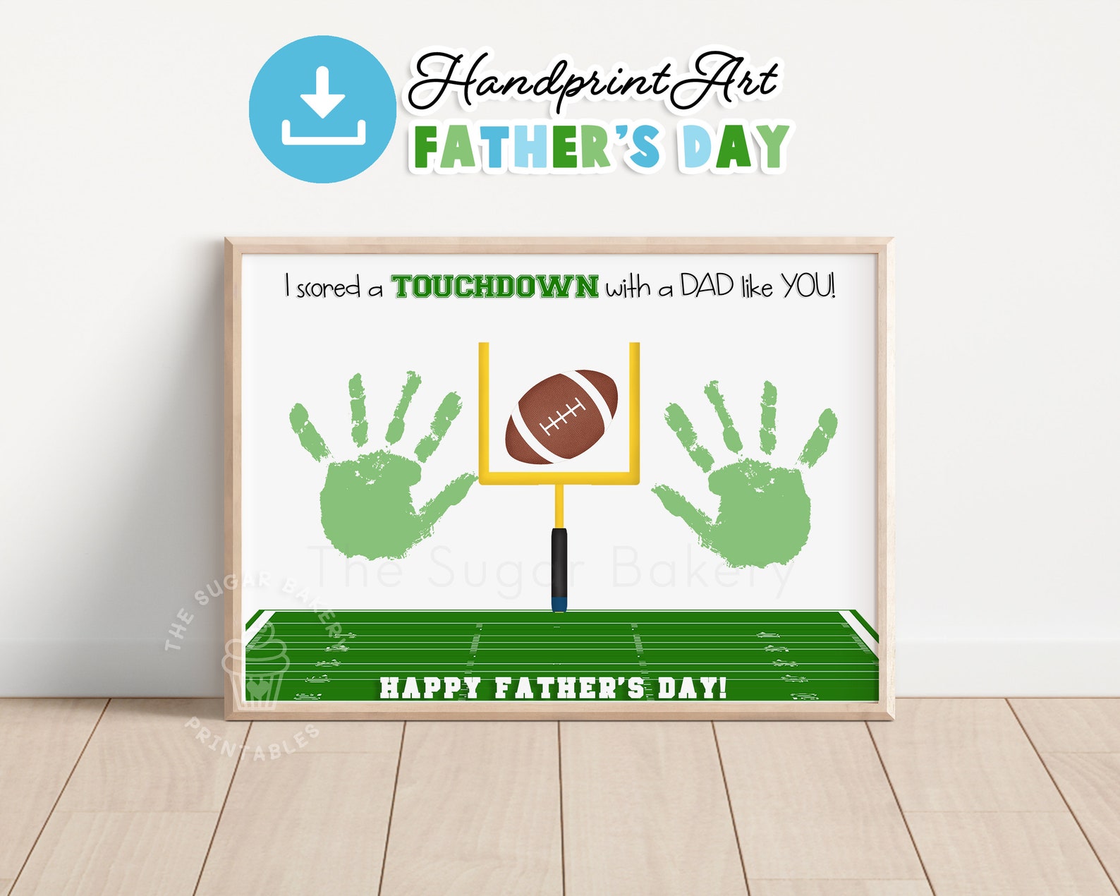 Fathers Day Handprint Art, FOOTBALL Handprint Craft, Fathers Day ...
