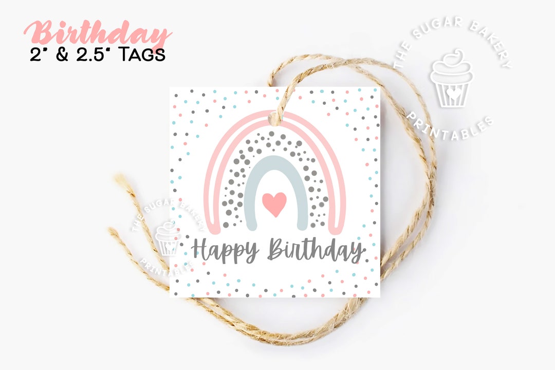 Happy Birthday Printable Cookie TAGS Boho Rainbow Birthday - Etsy