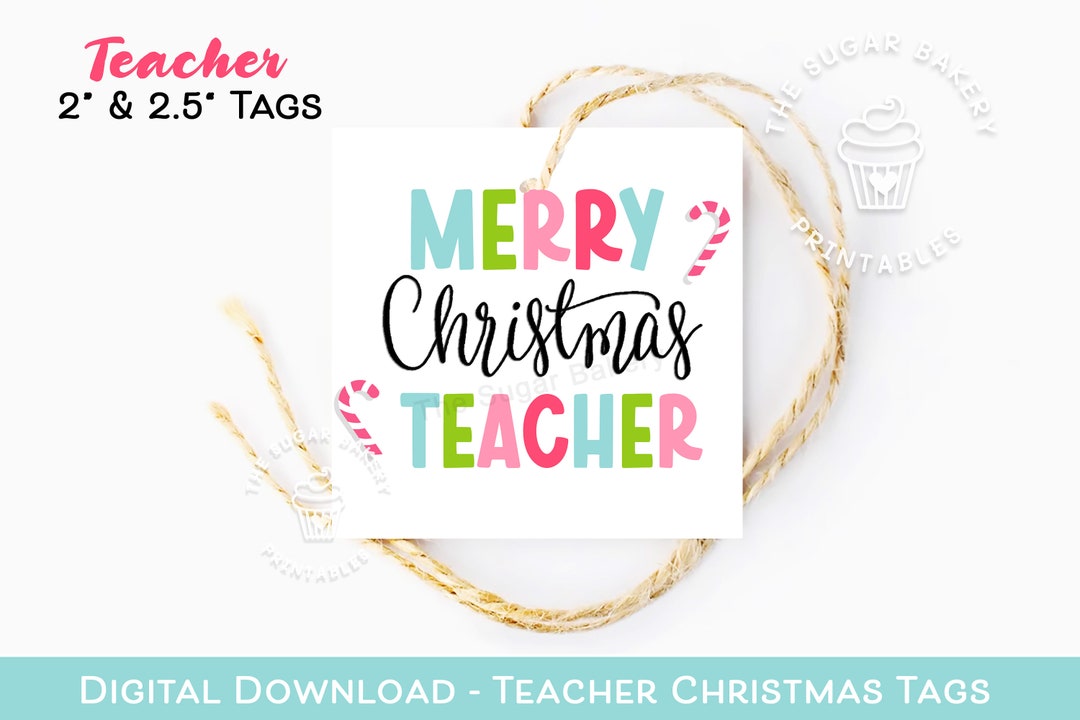 Merry Christmas TEACHER Tag, Christmas Thank You Teacher Tag, Teacher ...