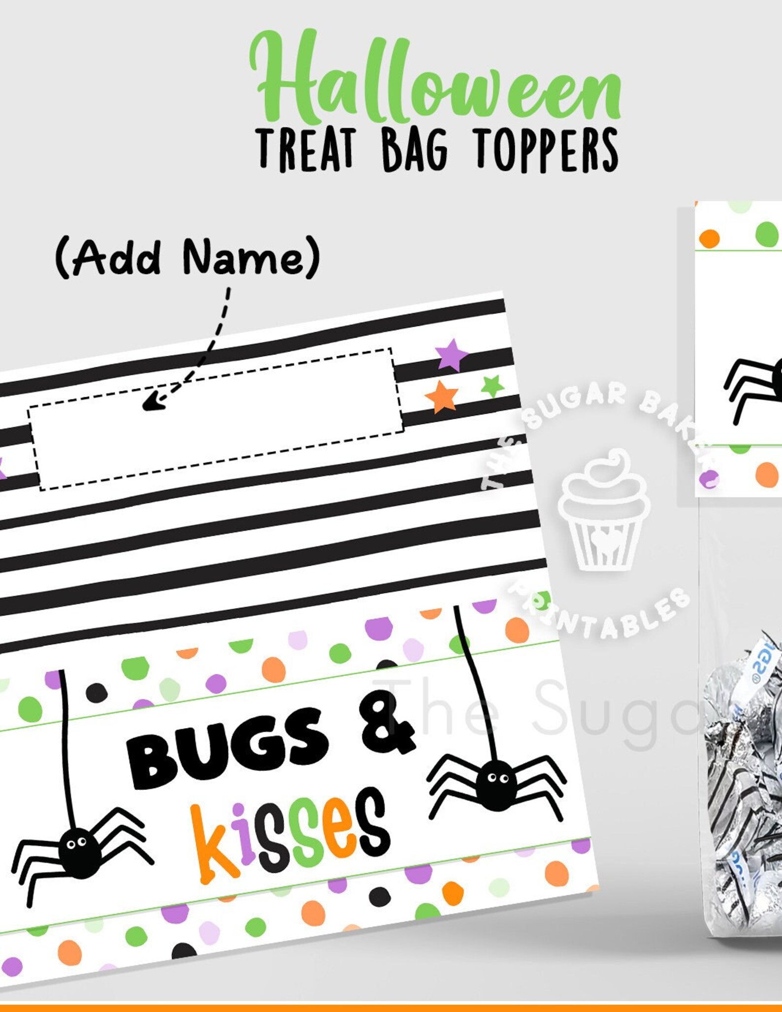 Bugs & Kisses Halloween TREAT Bag TOPPER, Halloween Treat Bag Topper ...
