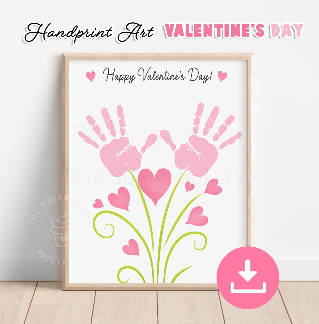 Valentines Day Handprint Craft for Kids Hearts Flowers Valentine ...