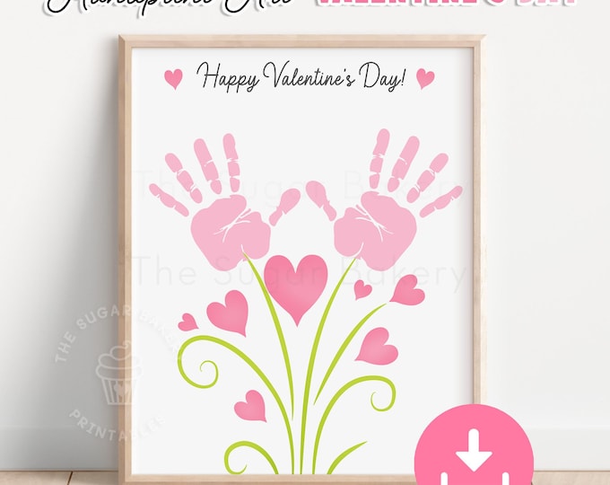 Valentine Handprint Craft for Kids, Valentine Flower Bouquet Activity ...