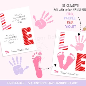 Valentine LOVE Handprint Art, Printable Valentine Craft, Preschool ...