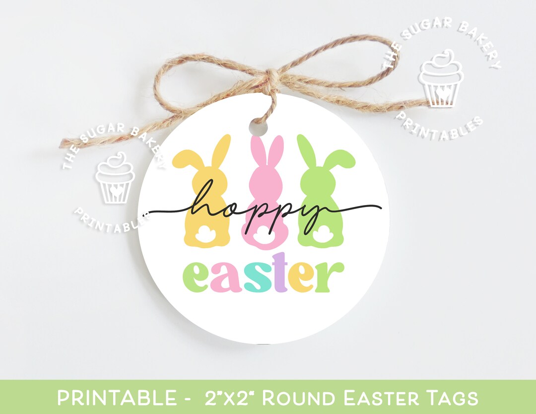 HOPPY Easter Tags, Happy Easter Tags, Easter COOKIE TAGS, Printable ...