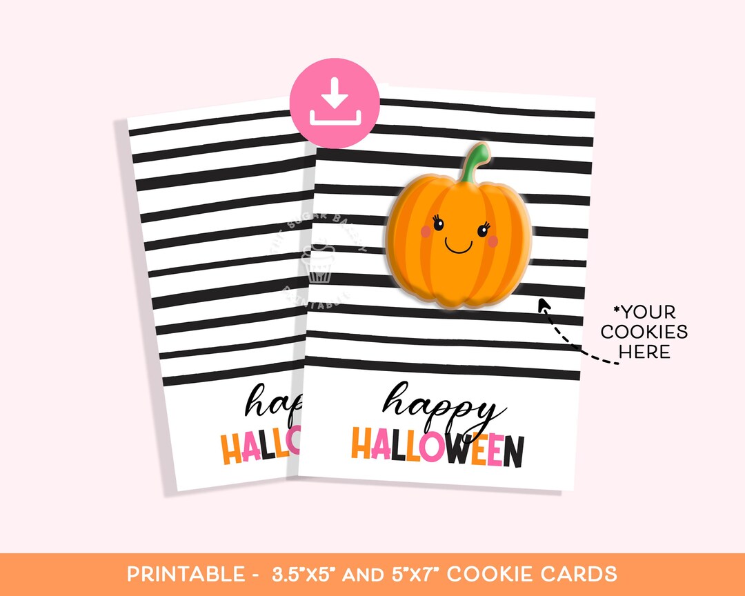 Happy Halloween Cookie Card, 3.5x5 and 5x7 Mini Halloween Cookie Card ...