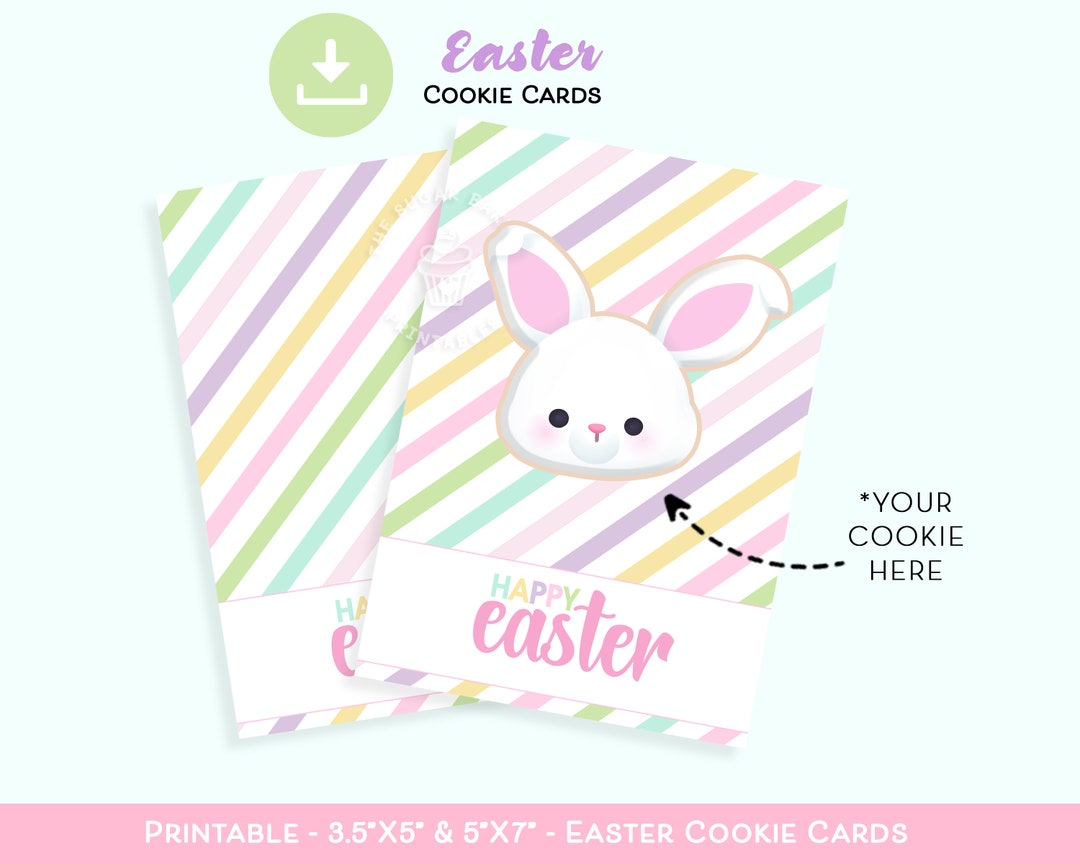 Happy Easter COOKIE CARD, 3.5x5 & 5x7 SPRING Cookie Card, Easter Cookie ...