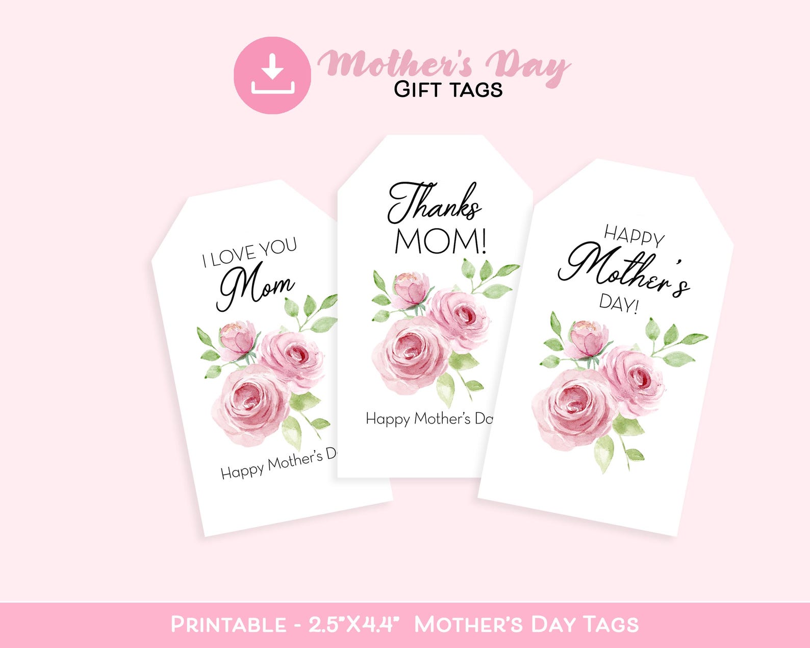 Printable Floral Mother’s Day Gift Tags, 3 Mothers Day Tags for Gift ...