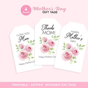Printable Floral Mother’s Day Gift Tags, 3 Mothers Day Tags for Gift ...