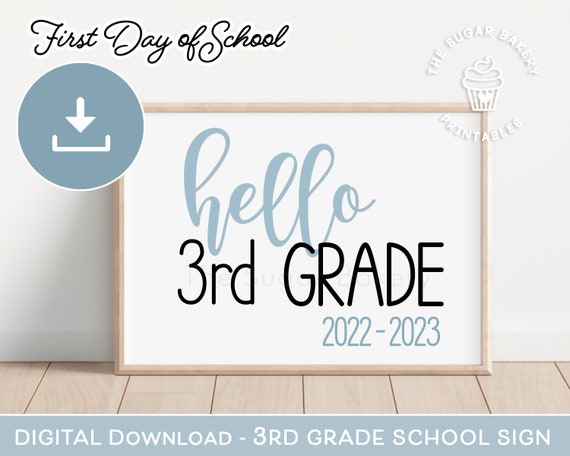 1st Day of School 3rd GRADE SIGN Hello 3rd Grade Sign - Etsy
