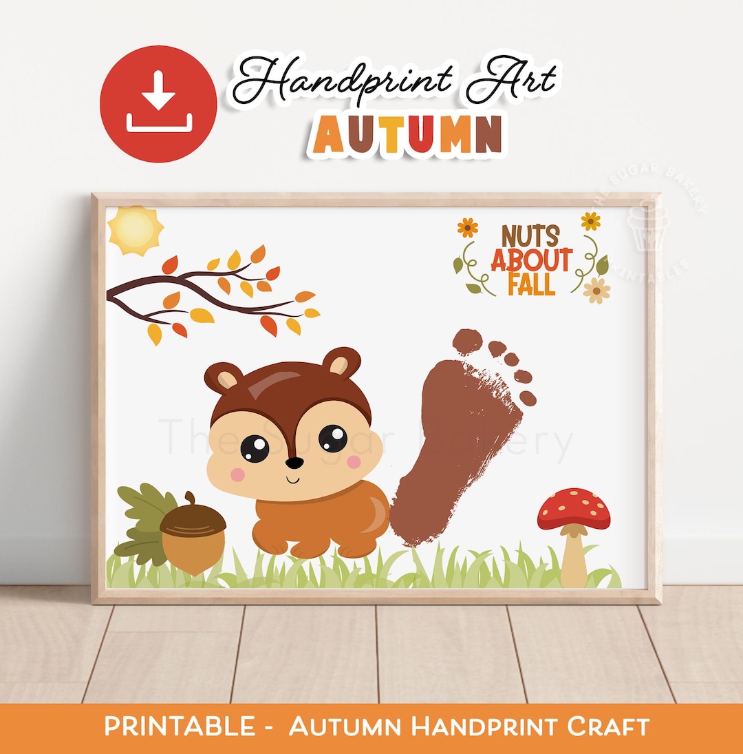 Fall Handprint Craft, SQUIRREL Autumn Fall Handprint Craft for Kids ...