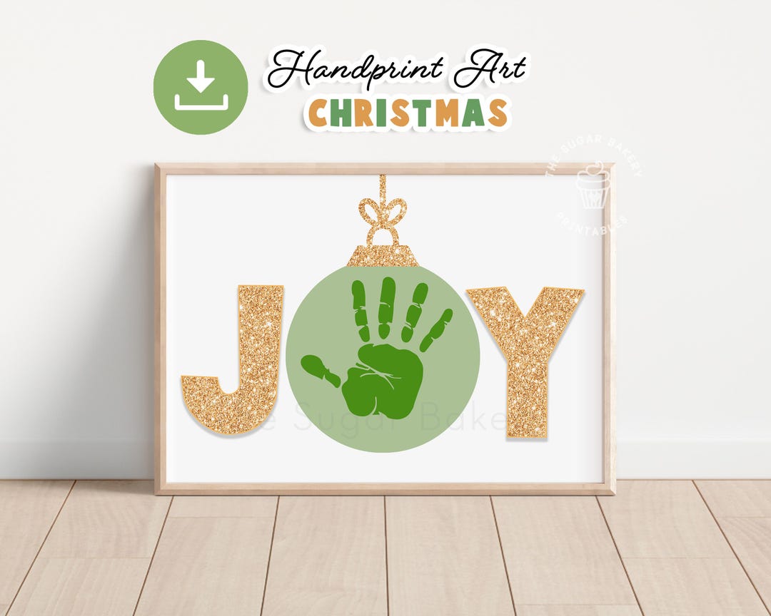 JOY Christmas Ornament Handprint Art, Christmas Handprint Art Craft ...