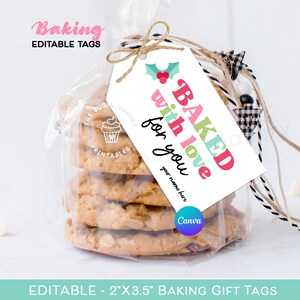 Printable Baked With Love Gift Tags, Baked Goods Gift Tag, Editable ...