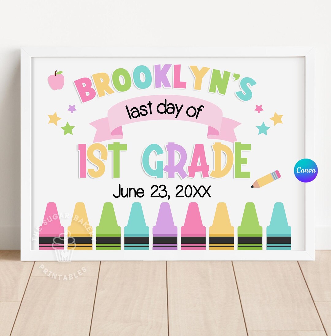 LAST DAY of 1st Grade Editablesign, Last Day of SCHOOL Sign, Goodbye ...