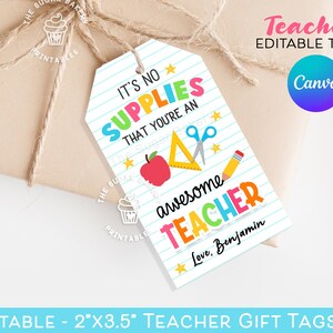 Teacher Appreciation GIFT Tag SCHOOL SUPPLIES Teacher Gift - Etsy
