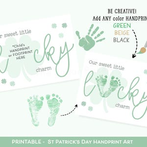 St Patricks Day Footprint Art, Our LUCKY CHARM Babys First Footprint ...