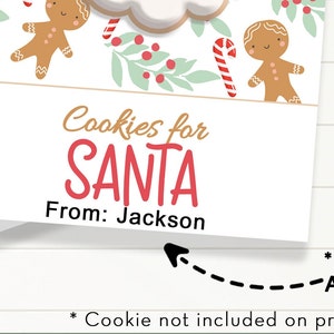 Cookies for SANTA Cookie Card, Santa Claus Cookie Card, Gingerbread ...