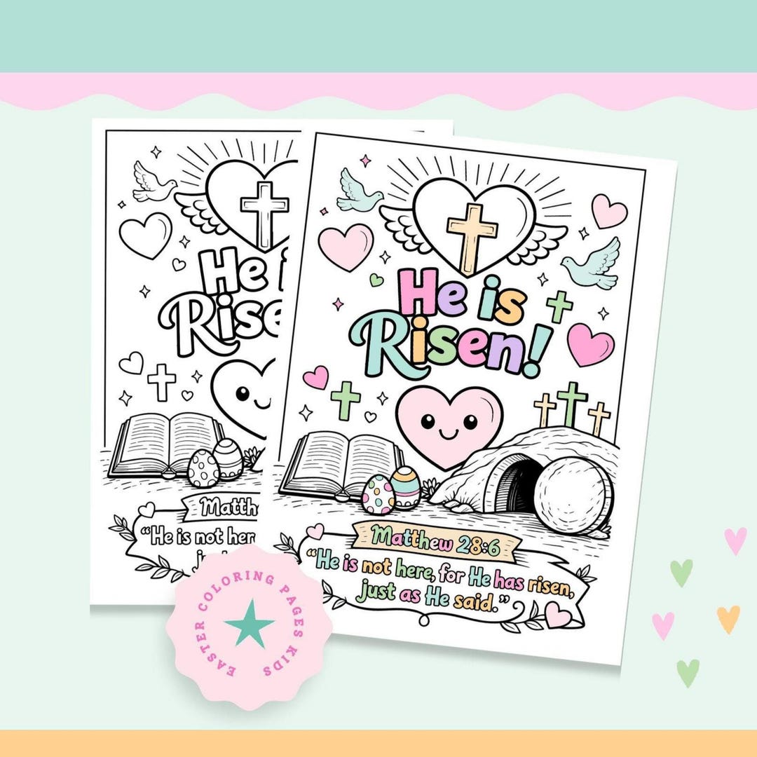 Easter Coloring Page – He is Risen Printable – Christian Resurrection ...
